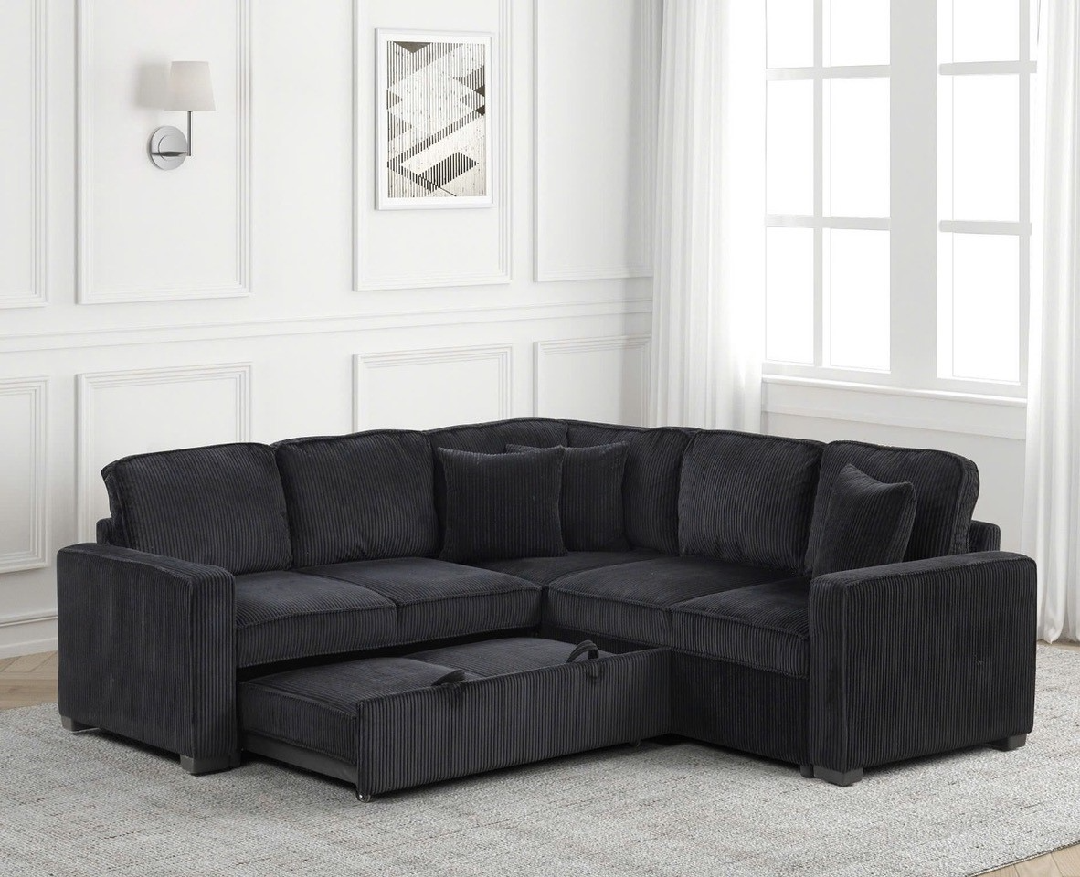 Black sleeper sofa with chaise store