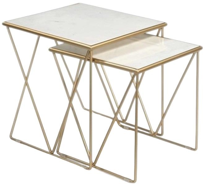 Steve Silver Co. Vito 2-Piece White Nesting Table Set with Gold Base ...