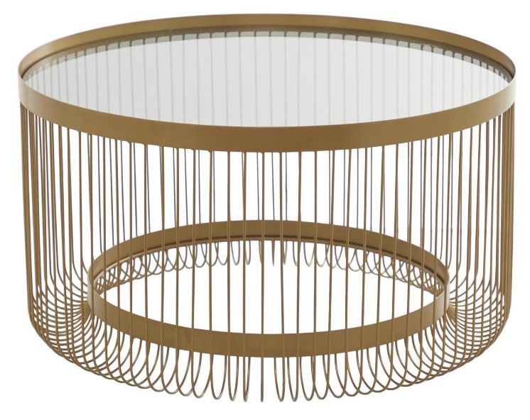 UMA Enterprise Glass Top Round Coffee Table with Gold Base | Besche ...