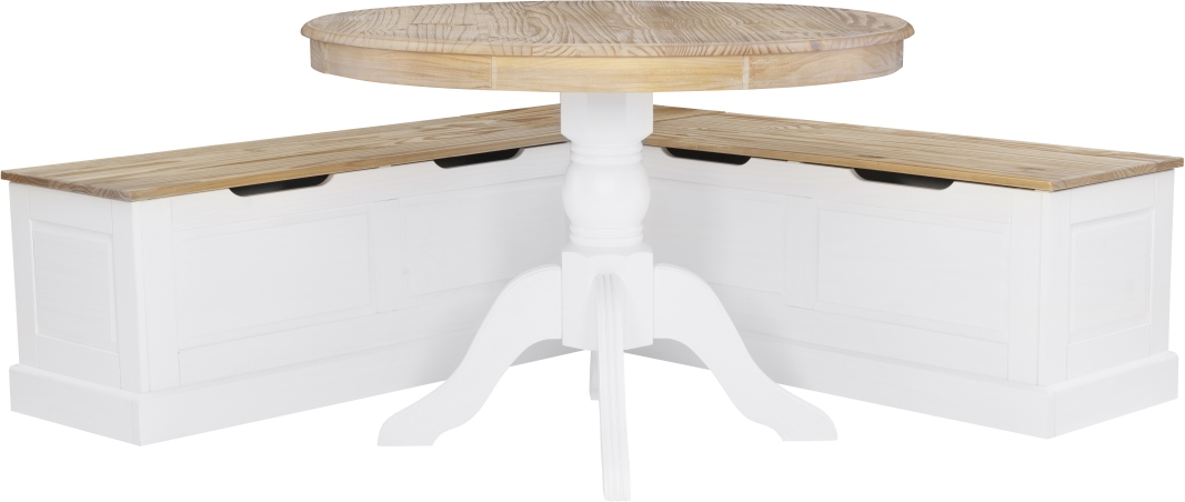 Linon Tobin 2 Piece Natural White Two Tone Backless Corner Nook Set