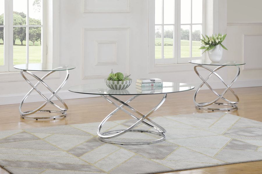 Coaster® Warren Glass Top 3-Piece Chrome Occasional Table Set | Midwest ...