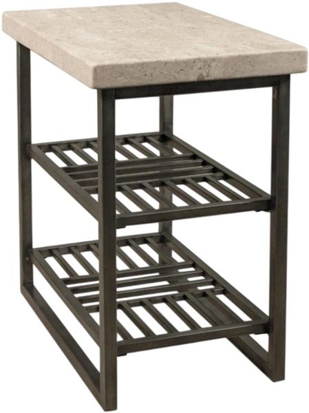 Riverside Furniture Capri Alabaster Travertine Chairside Table with ...