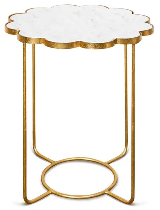 StyleCraft White Flower Side Table with Gold Base | Fischer Furniture ...