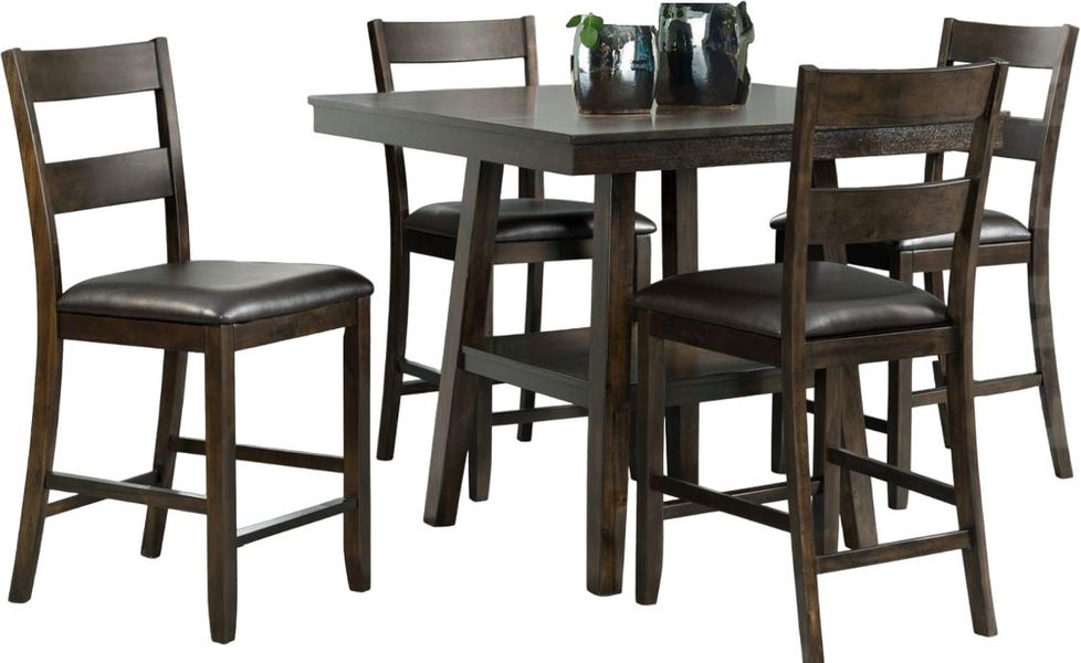 Elements International Laredo 5-Piece Walnut/Chocolate Counter Height ...