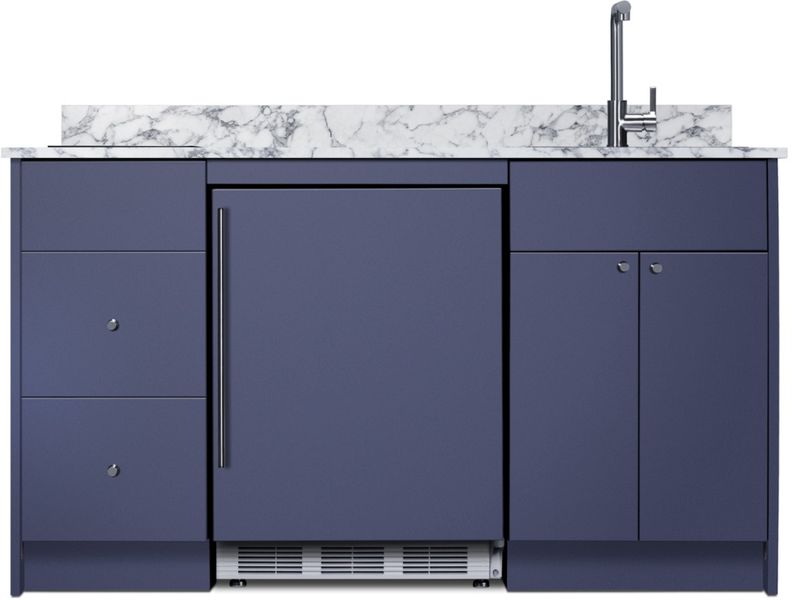 Summit® Turnkey Caldera 63" Midnight Navy Kitchenette with Undercounter ...