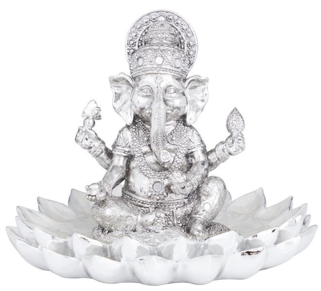 Deco Marche Silver 10" Polystone Ganesh Meditating Sculpture | Fischer ...
