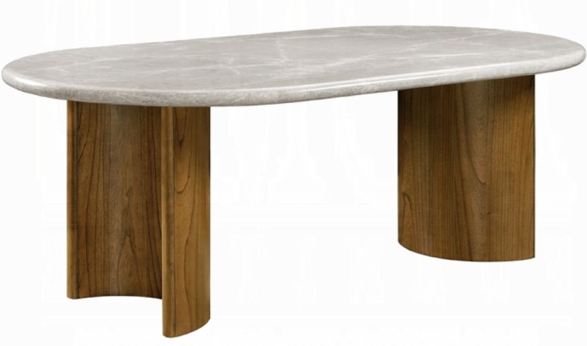 ACME Furniture Darcy Natural Dining Table with Dark Walnut Base | Wood ...