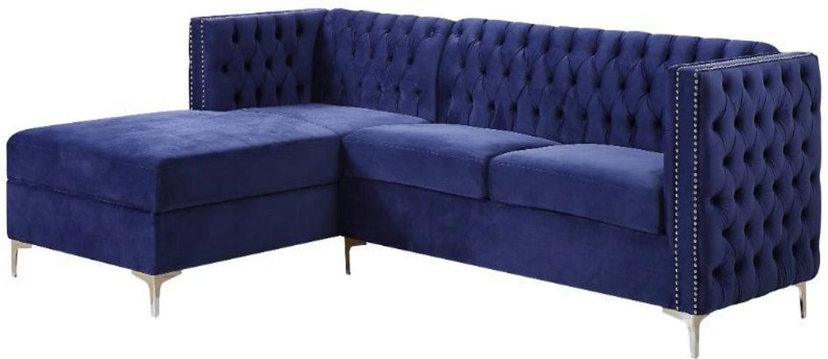 ACME Furniture Sullivan 2-Piece Navy Blue Left-Arm Facing Sectional ...