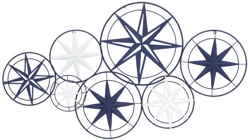 Deco Marche Blue Star Cutout Compass Wall Decor with Overlapping ...