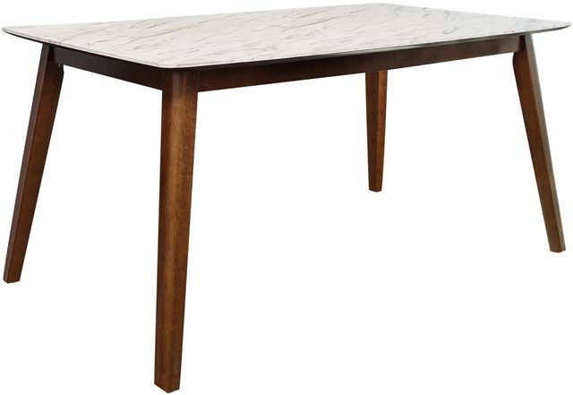 Coaster® Everett White Faux Marble Top Dining Table with Natural Walnut ...