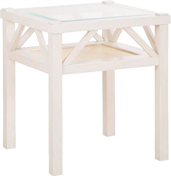 Magnussen Home® Ellison Antique White/Glass Square End Table | Fischer ...