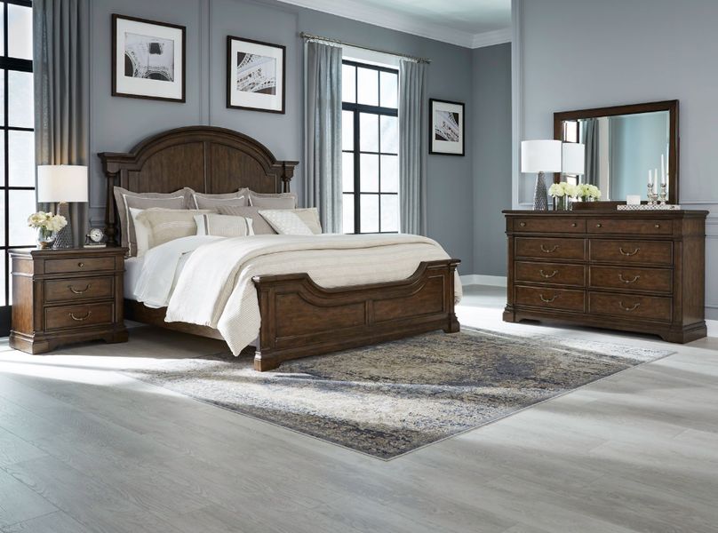 Liberty Furniture Arden Road 4-Piece Satin Cherry Queen Poster Bedroom ...