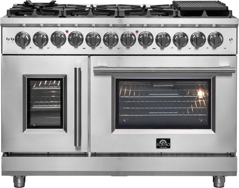 FORNO® Massimo 48" Stainless Steel Pro Style Dual Fuel Range | Spencer ...
