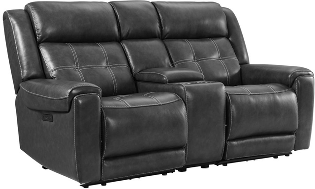 Intercon Regis 3 Piece Baron Charcoal Dual Power Sectional Loveseat Liddiard Home Furnishings