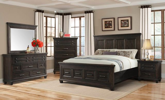 Elements International McCabe Smokey 4-Piece Gray Oak Queen Bedroom ...