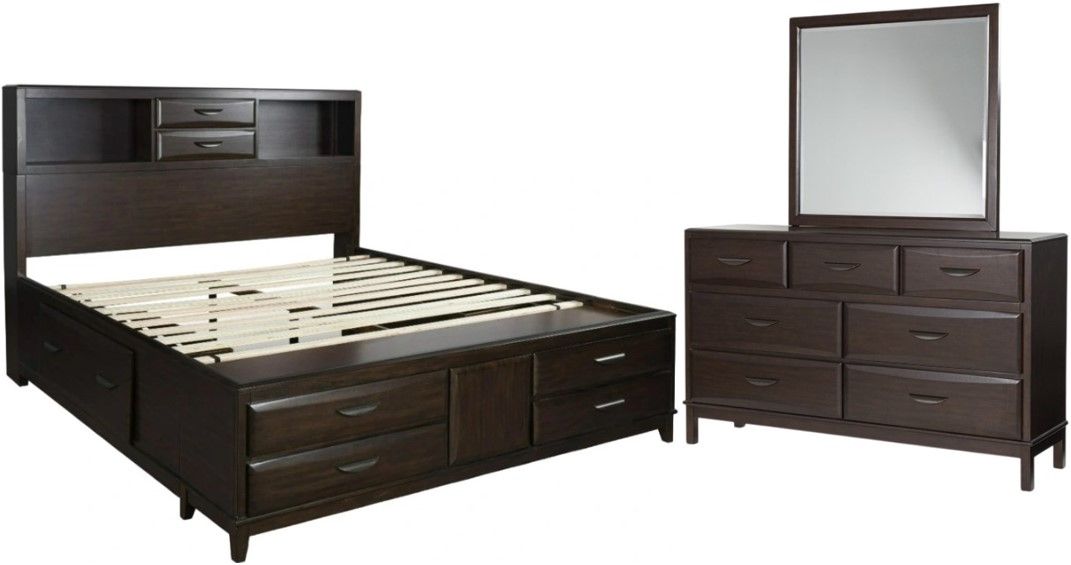 Benchcraft® Vanmore 3-Piece Dark Brown Queen Storage Bedroom Set | Ken's Appliance & America's ...