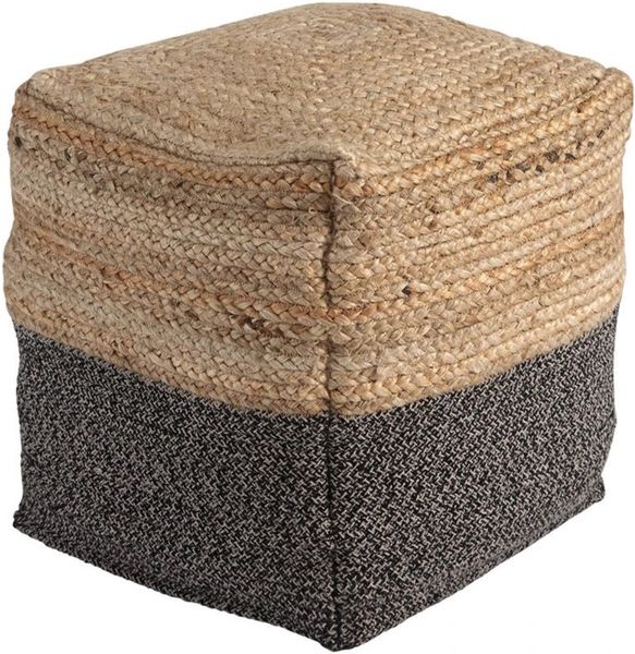 Signature Design by Ashley® Sweed Valley Natural/Black Square Pouf | Colder's | Milwaukee Area