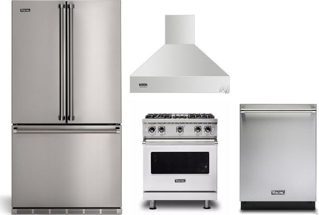 Viking® 4 Piece Stainless Steel Kitchen Package | Appliance ...