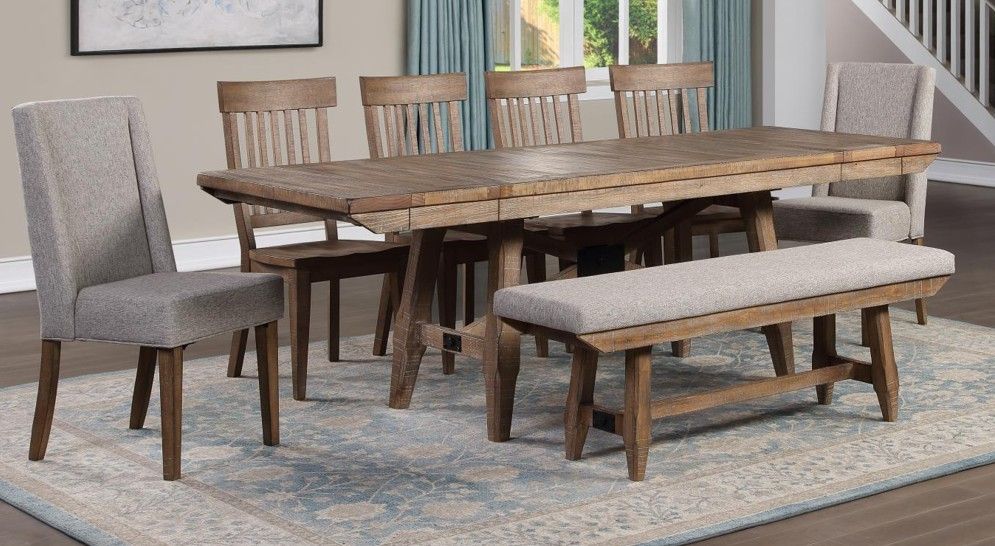 Steve Silver Co. Riverdale 7-Piece Driftwood/Gray Dining Set | Bob ...