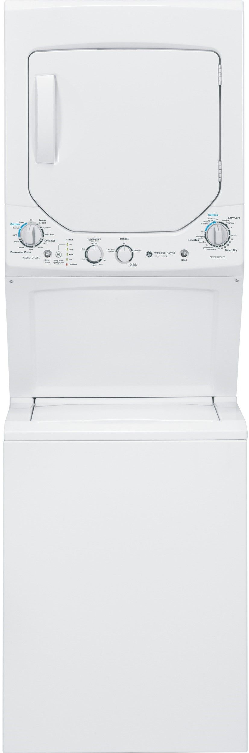 GE Unitized Spacemaker Electric Washer Dryer Stack Laundry White Direct Appliance