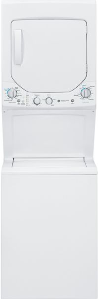 GE® Unitized Spacemaker® Electric Washer/Dryer Stack Laundry-White ...