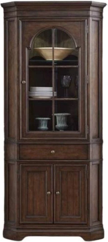 Liberty Furniture Arden Road Satin Cherry Corner Cabinet | Fischer ...