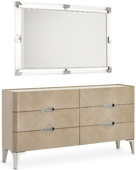 Michael Amini® Penthouse Ash Gray Dresser with Mirror | Lacks Furniture ...