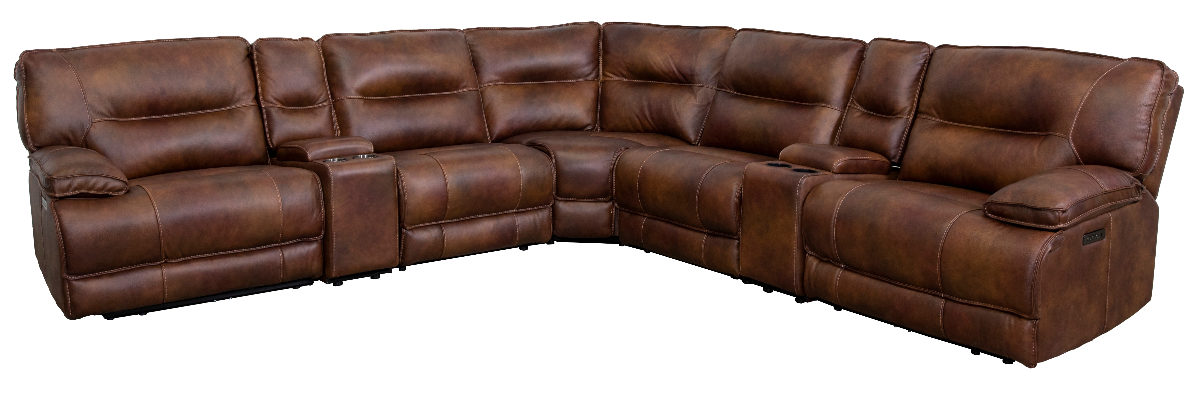 Brown leather power reclining sectional store