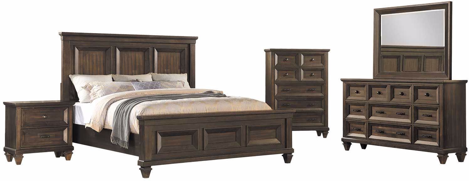 New Classic Home Furnishings Sevilla 4 Piece Walnut Queen Bedroom Set with Nightstand JR Furniture USA Portland Seattle and Vancouver