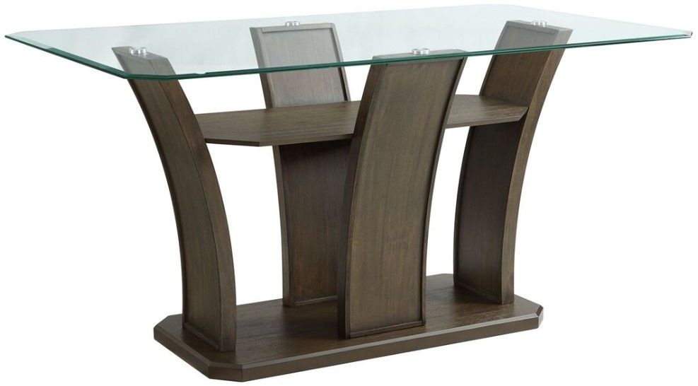 Elements International Dapper Glass Top Rectangular Counter Dining ...