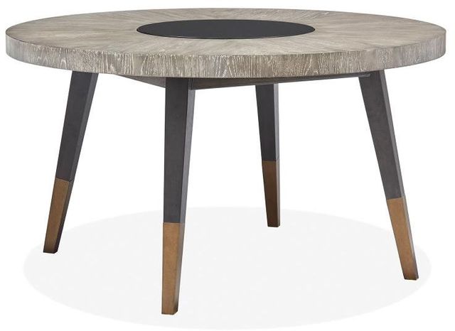 Magnussen Home® Ryker Coventry Grey Round Dining Table with Black Glass ...