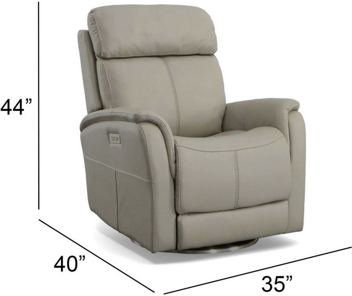 Flexsteel View Swivel Power Recliner with Power Headrest and Lumbar Fischer s Furniture and Appliance Tell City IN