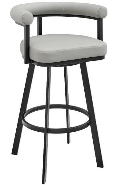 Armen Living Magnolia Light Grey/Matte Black 30'' Barstool | Darvin ...