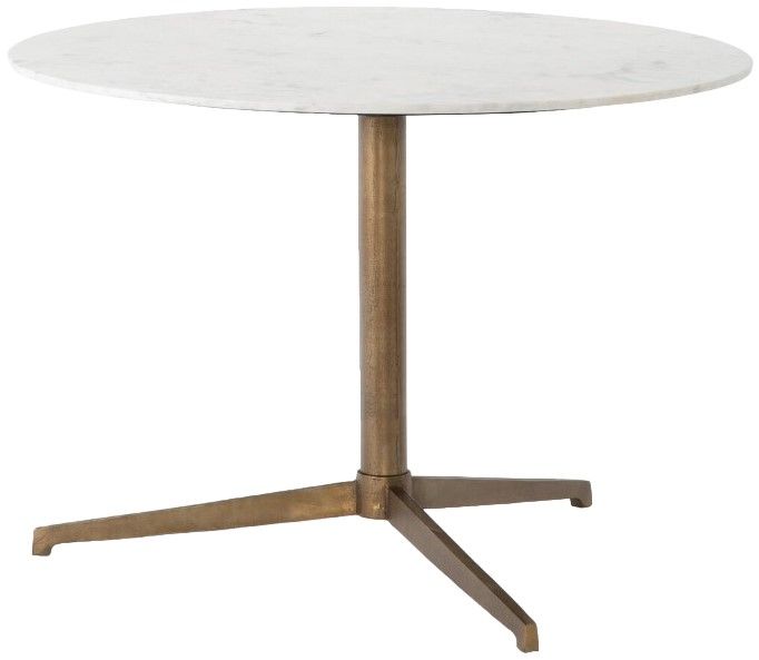 Four Hands Helen Polished White Bistro Table with Brass Base | Big ...