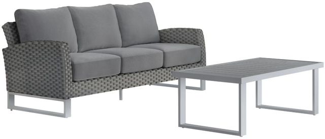 New Classic® Home Furnishings Fiji 2-Piece Gray Aluminum/Olefin Outdoor ...