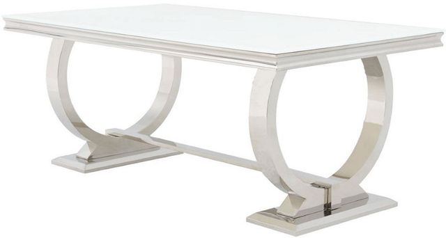 New Classic® Home Furnishings Tempest White Glass Dining Table with ...