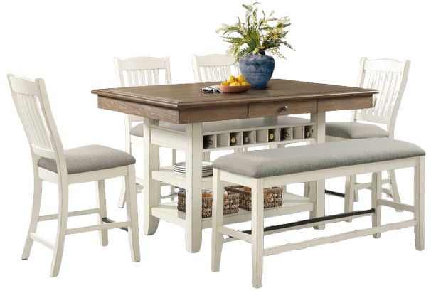 Elements Bellevue 6-Piece Counter-Height Dining Set in White Walnut ...