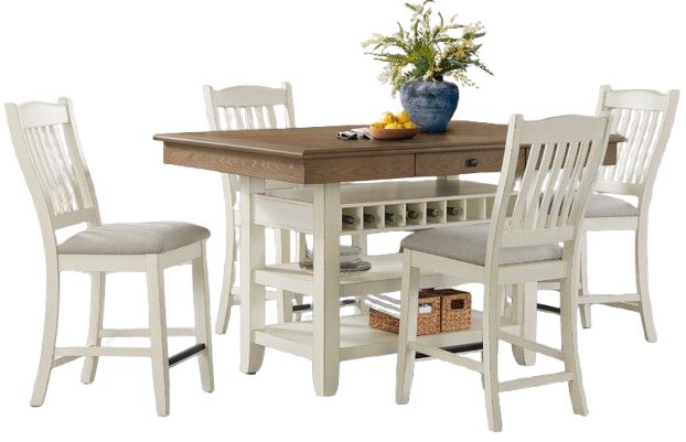 Elements International Bellevue 5-Piece Antique White/Walnut Counter ...