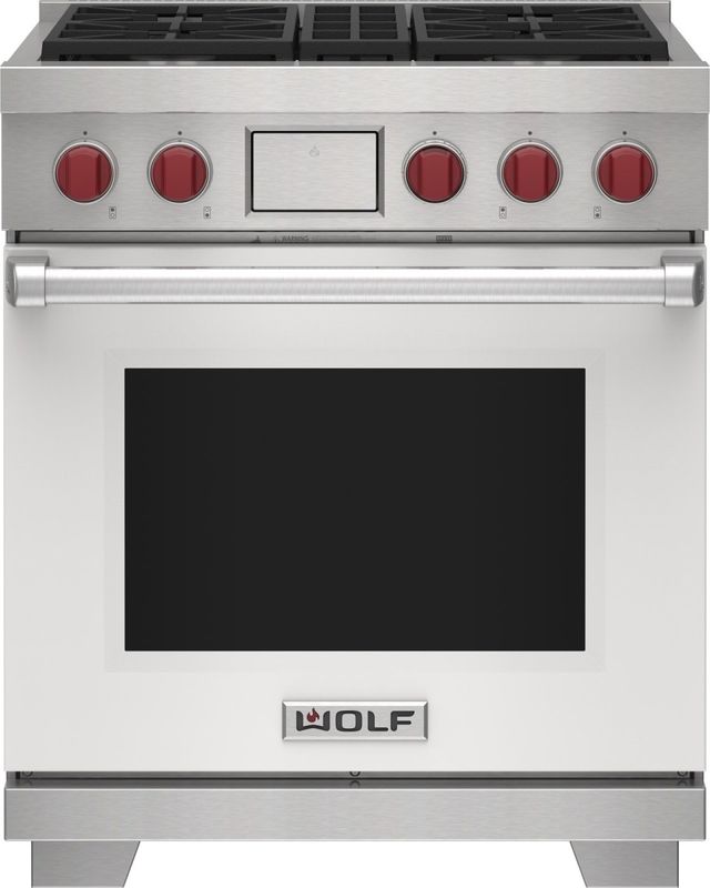Wolf® 30" White Freestanding Dual Fuel Range | Yale Appliance | Boston ...