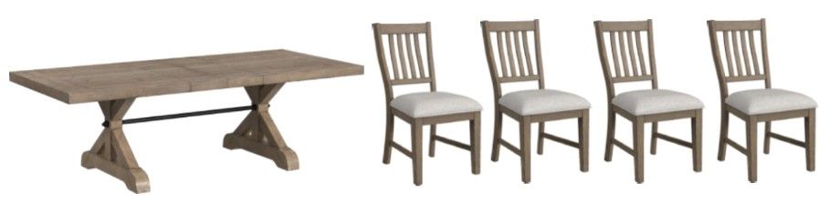 Elements International Yellowstone 5-Piece Gray/Medium Brown Dining Set ...