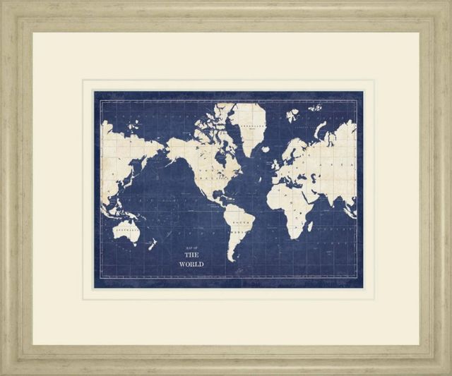Classy Art Blueprint World Map v2 by Sue Schlabach Wall Art | Brownie ...