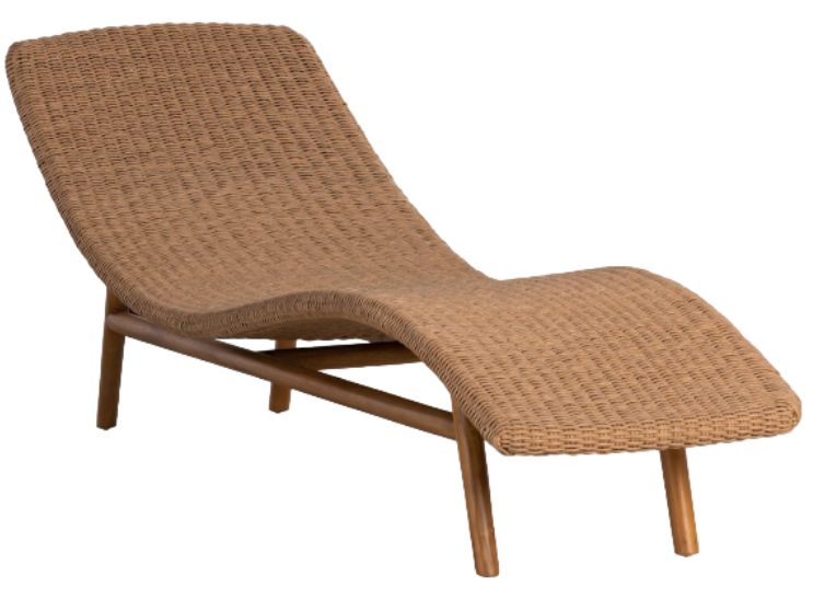 Four Hands Portia Wicker/Wooden Outdoor Chaise | Karvonen’s