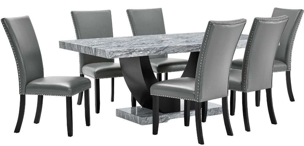 New Classic® Home Furnishings Lyra 7-Piece Black/Gray Dining Set ...