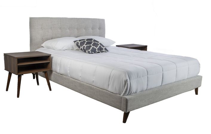 Bernards Myla Grey Queen Bed with Two Nightstands | Bob Mills Furniture