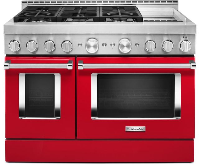 KitchenAid® 48" Passion Red Smart Commercial-Style Gas Range with ...