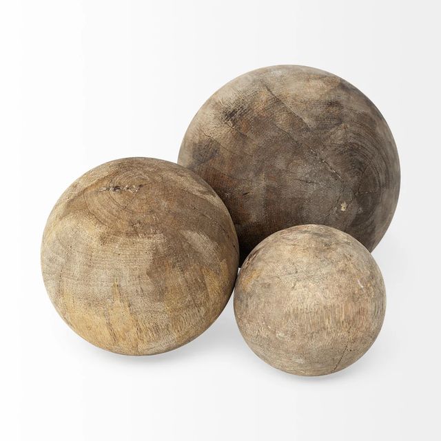 Mercana Carrick Natural Wood Decorative Spheres | Fischer Furniture ...