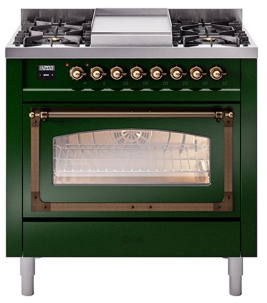 Ilve® Nostalgie II Noblesse 36'' Emerald Green Liquid Propane Pro Style ...