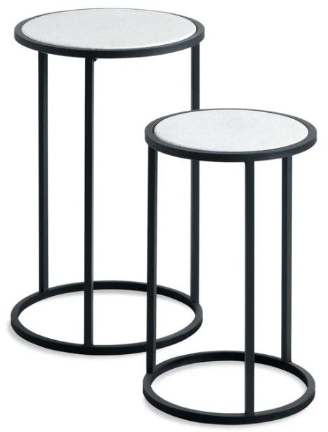 StyleCraft 2-Piece White Round Terrazzo Table with Black Frame ...