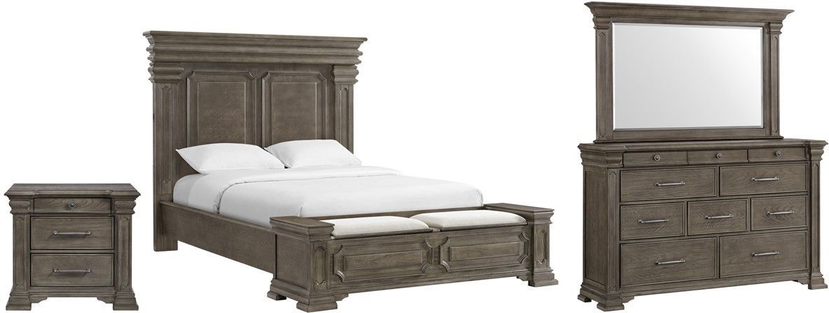 Elements International Kings Court 4-Piece Grey Queen Storage Panel ...