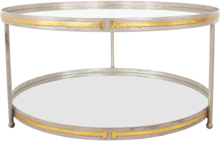 Zeugma Glass Top Coffee Table with Champagne Gold Leaf Base | Miskelly ...